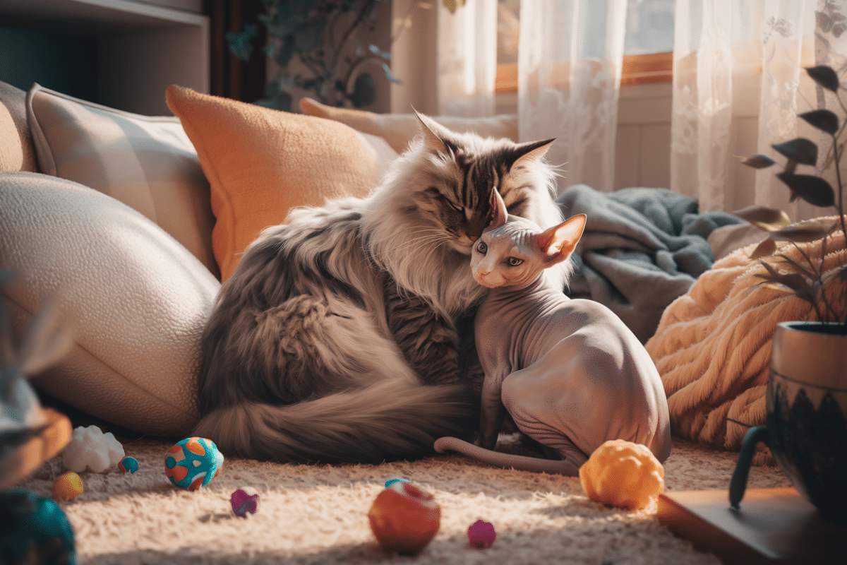 Un Maine Coon et un Sphynx développent une amitié fusionnelle : leur ...